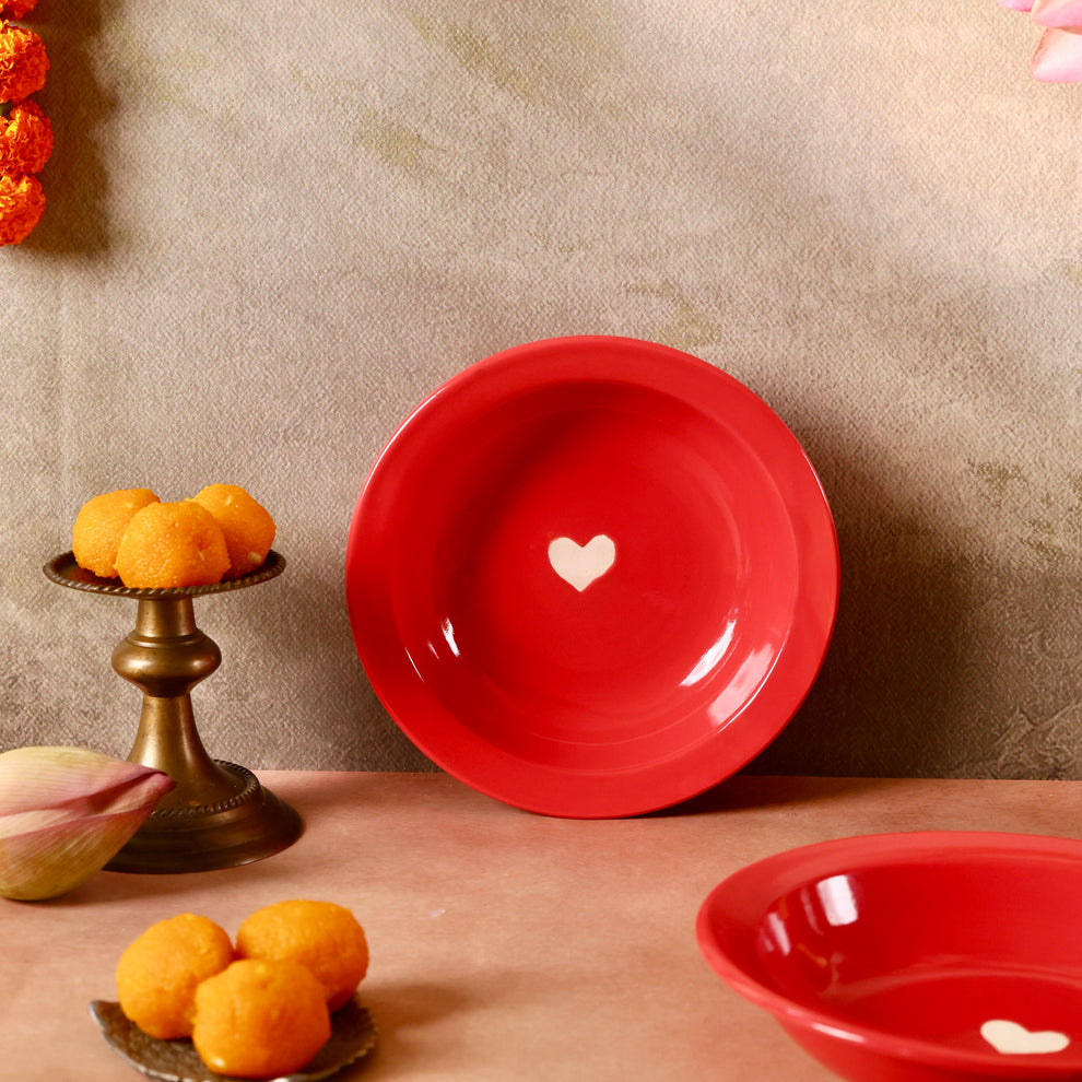 Red Eternal Heart Pasta Plate – OliveHomeAccents
